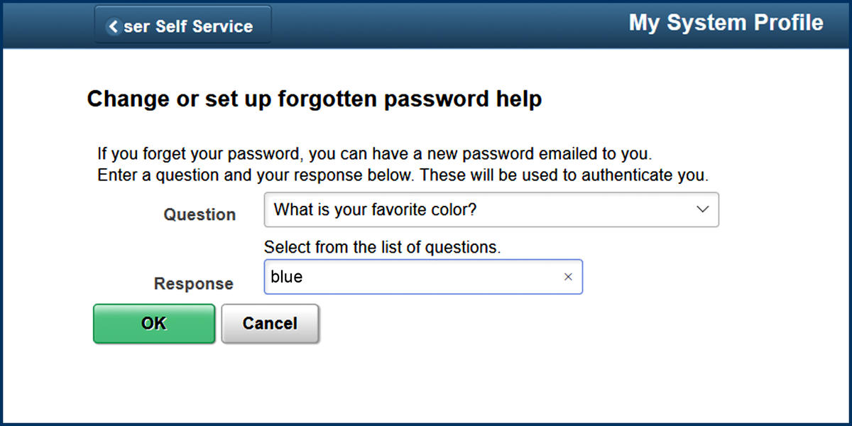 Setting Up your eBill Password Security Question | Controller's Office